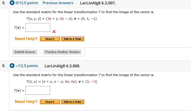 Solved 0/12.5 points Previous Answers 5. LarLinAlg8 6.3.007. | Chegg.com Solved 0/12.5 points Previous Answers 5. LarLinAlg8 6.3.007. | Chegg.com
