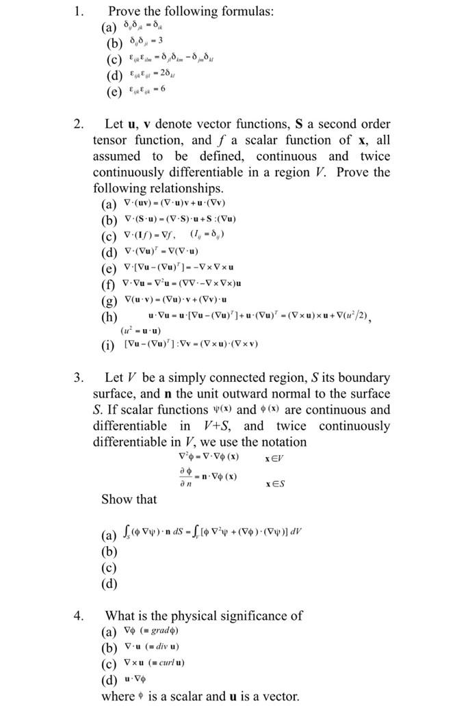 Solved Let u, v denote vector functions, S a second order | Chegg.com