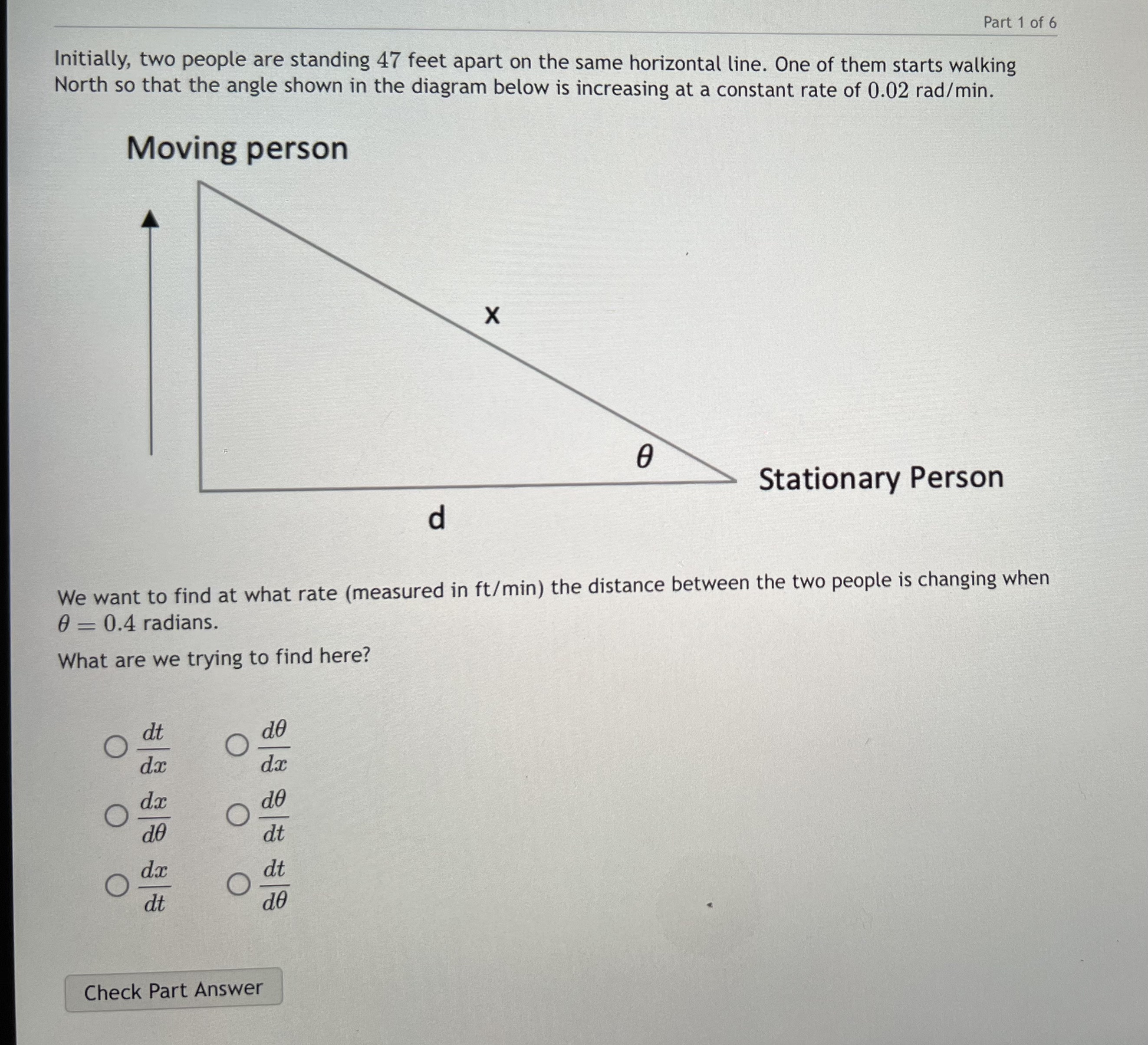 Solved Initially, two people are standing 47 ﻿feet apart on | Chegg.com