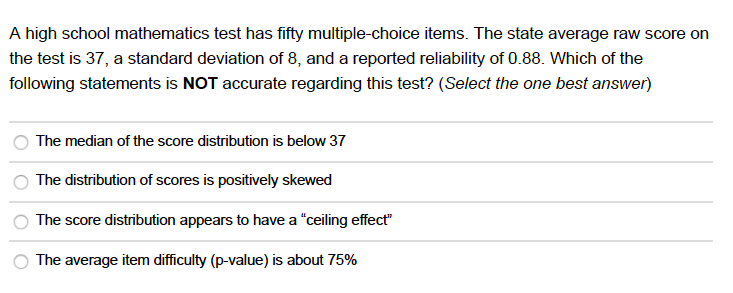 A high school mathematics test has fifty | Chegg.com