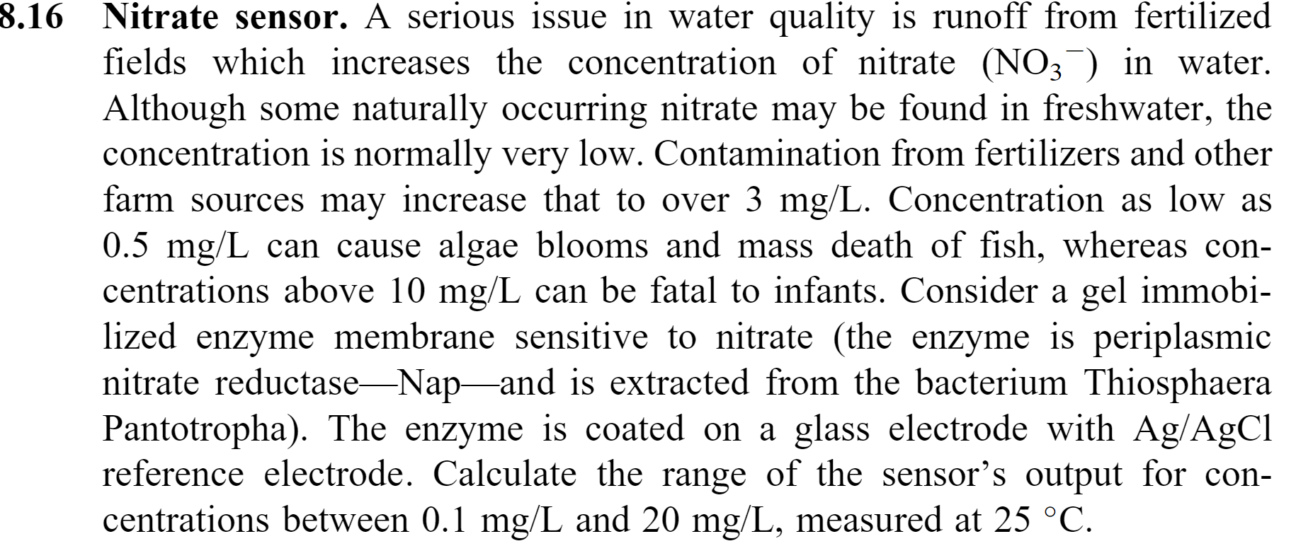 8 . 1 6 ﻿Nitrate sensor . ﻿A serious issue in water | Chegg.com