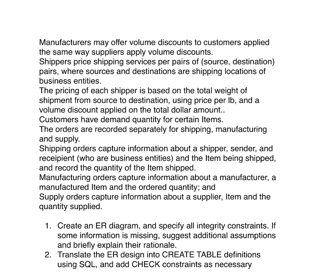 Part1: Database design Consider the following Supply | Chegg.com
