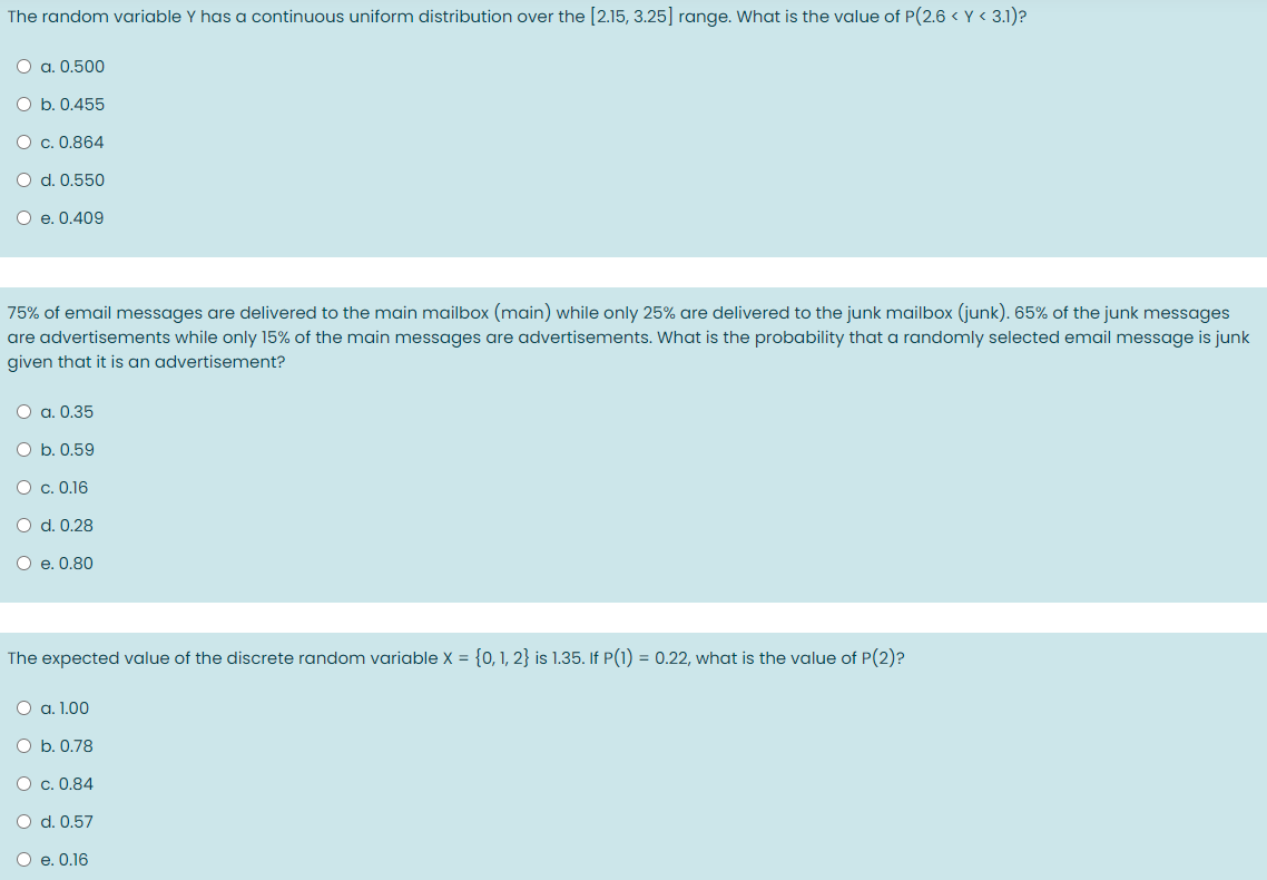 Solved The random variable Y has a continuous uniform | Chegg.com