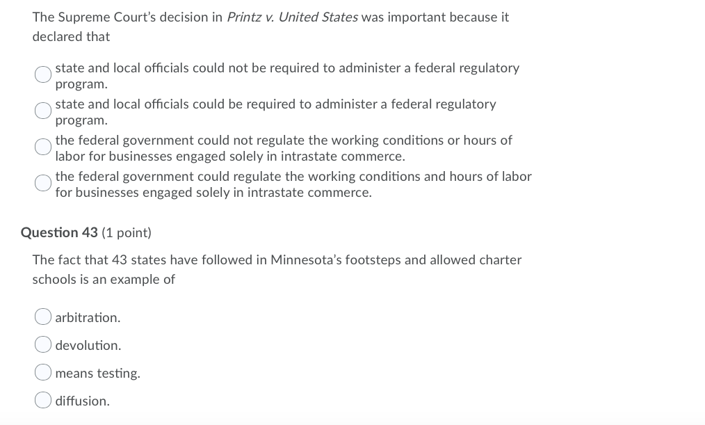 Solved The Supreme Court's decision in Printz v. United | Chegg.com