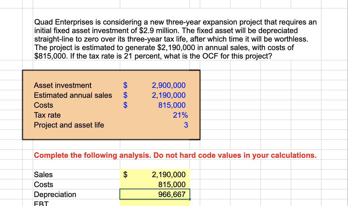 Solved Quad Enterprises is considering a new three-year | Chegg.com