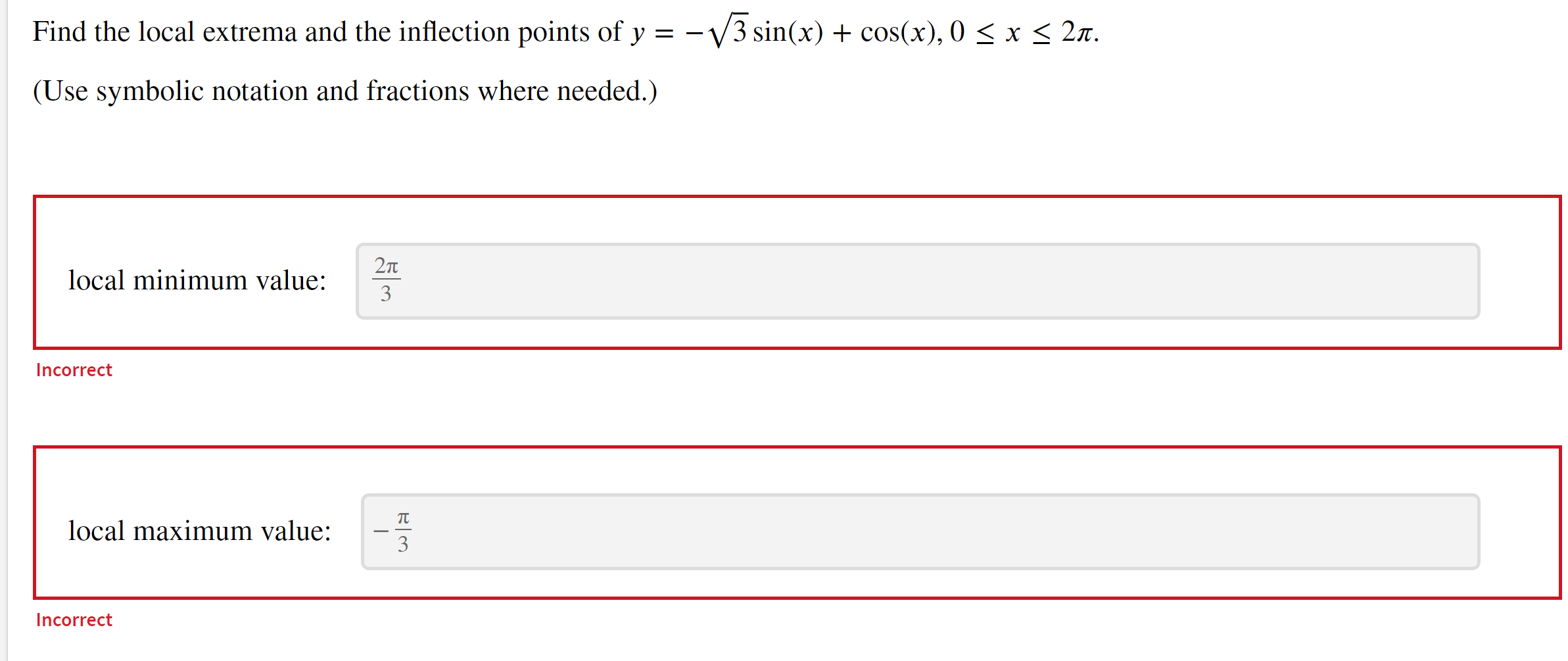 Solved Find the local extrema and the inflection points of y | Chegg.com