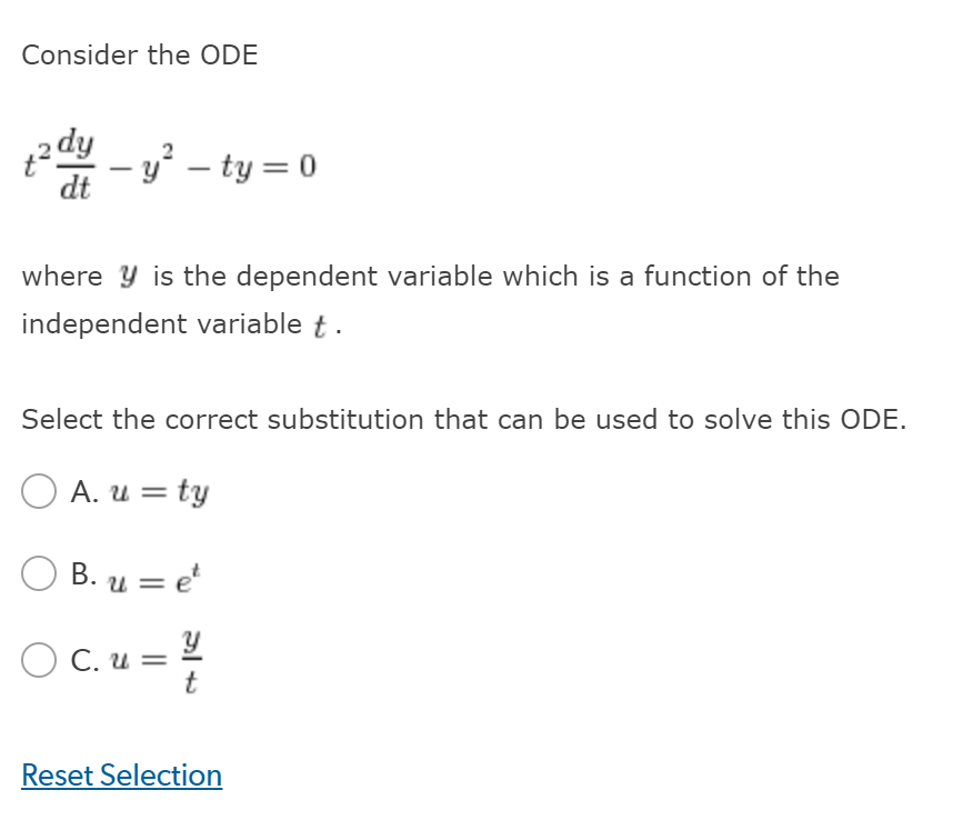 Solved Consider the ODE 2dy 2 t- where y is the dependent | Chegg.com