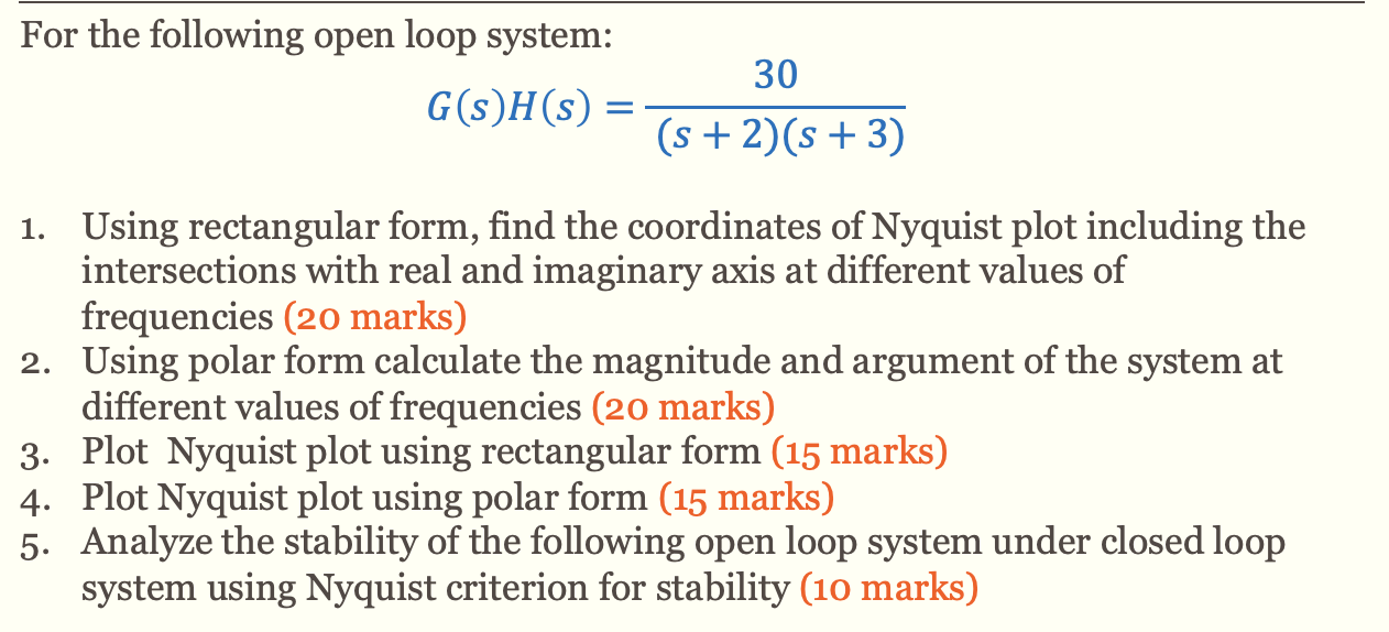 Solved For the following open loop system: | Chegg.com
