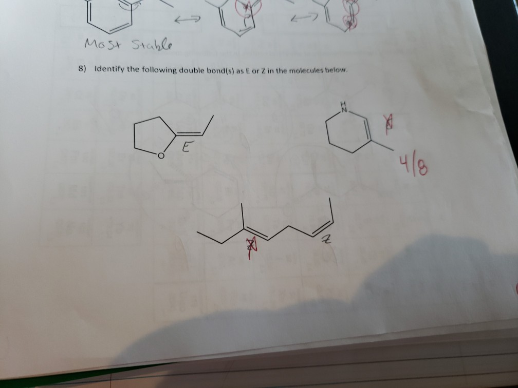 Solved Most Stahle 8) Identify the following double bond(s) | Chegg.com