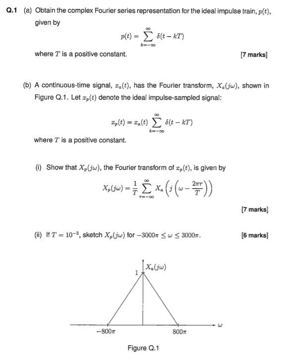 Solved Q.1 (a) Obtain the complex Fourier series | Chegg.com