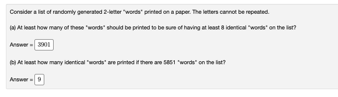 Solved Consider a list of randomly generated 2-letter | Chegg.com