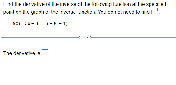 Solved Find the derivative of the inverse of the following | Chegg.com