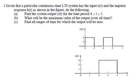 Solved 1. Given that a particular continuous-time LTI system | Chegg.com