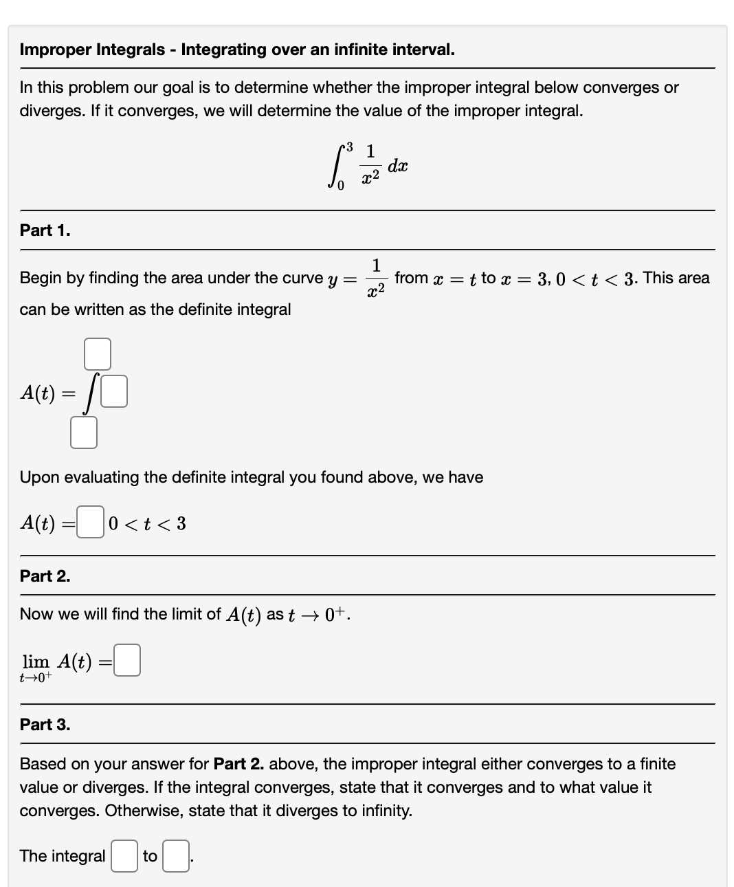 Solved Improper Integrals - Integrating over an infinite | Chegg.com
