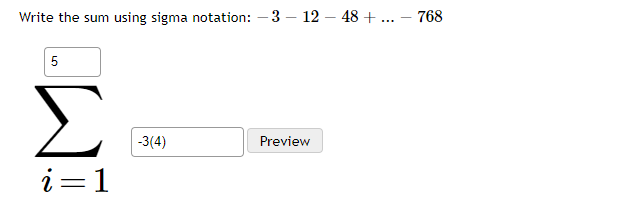 Solved Write the sum using sigma notation: -3- 12 - 48 +... | Chegg.com