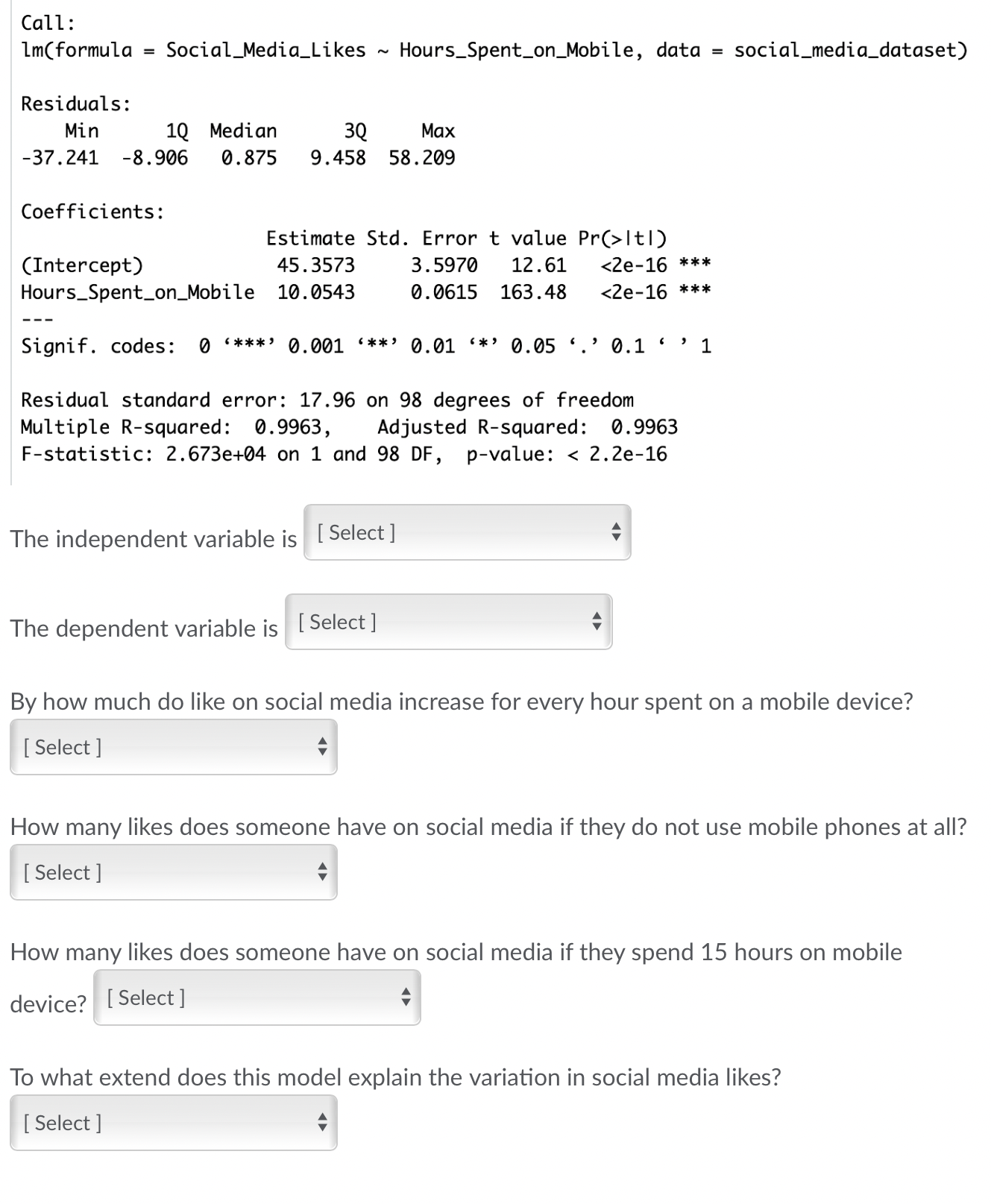 Solved Presented below is R output from a simple linear | Chegg.com