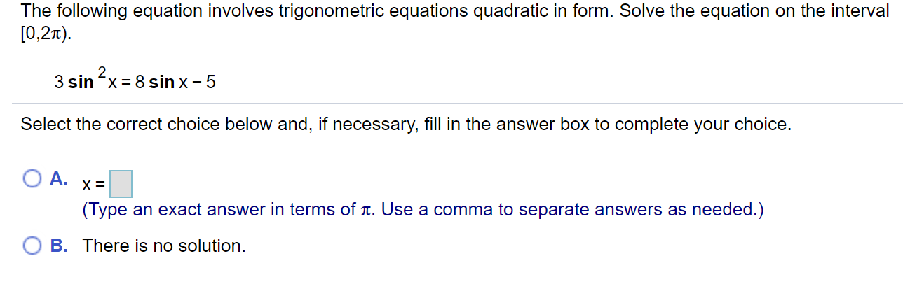 Solved The following equation involves trigonometric | Chegg.com