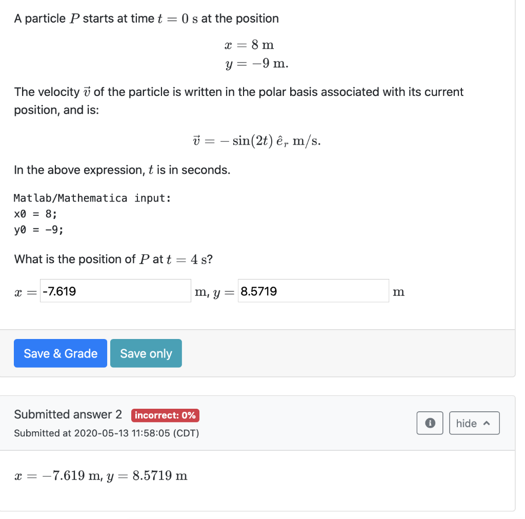 Solved A particle P starts at time t=0 s at the position x = | Chegg.com