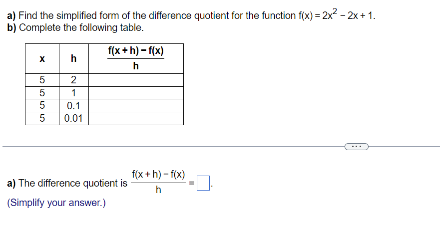 Solved a) Find the simplified form of the difference | Chegg.com