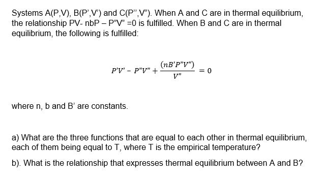 Solved Systems A(P,V),B(P',V') ﻿and C(P'',V''). ﻿When A and | Chegg.com