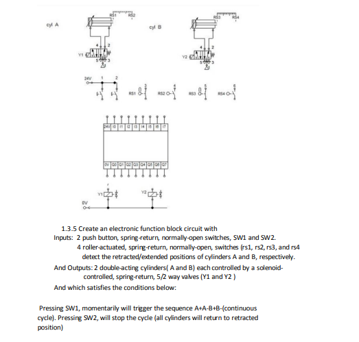 Solved 1.3.5 Create an electronic function block circuit | Chegg.com