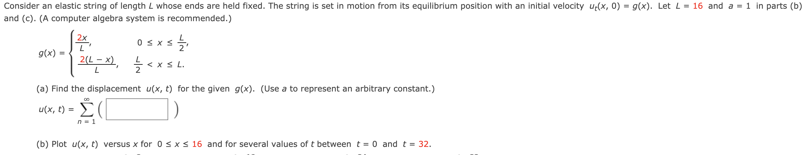 Solved Consider an elastic string of length L whose ends are | Chegg.com
