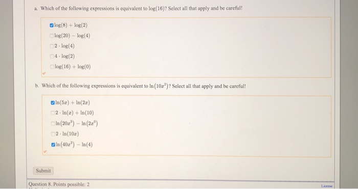 Solved For Each Of The Following Logarithmic Expressions