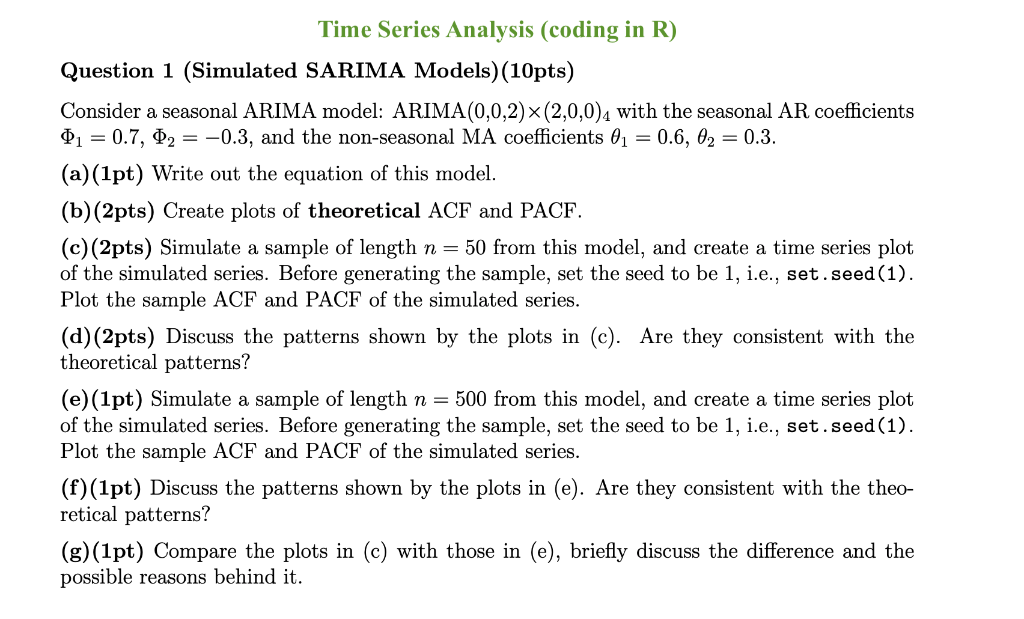 Time Series Analysis (coding in R) Question 1 | Chegg.com