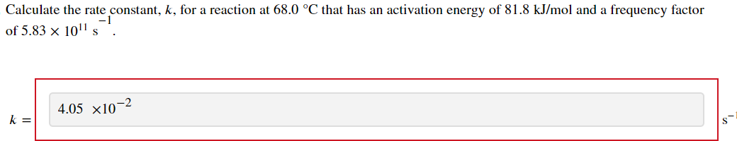 Solved Calculate the rate constant, k, for a reaction at | Chegg.com
