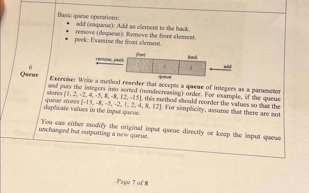 Solved 6 Queue Basic Queue Operations Add Enqueue Add 1616