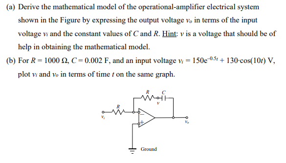 Solved (a) Derive the mathematical model of the | Chegg.com