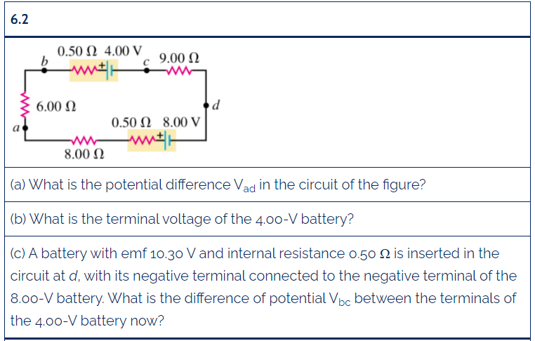 Solved (a) What is the potential difference Vad in the | Chegg.com