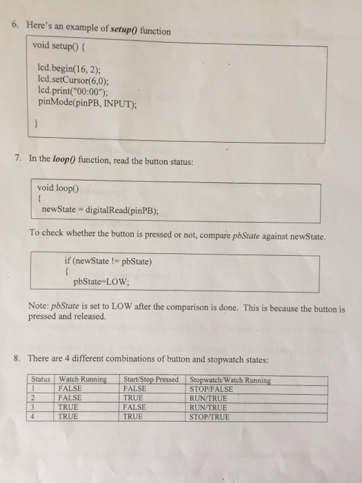 Objective: Build a stopwatch with a START/STOP Button | Chegg.com