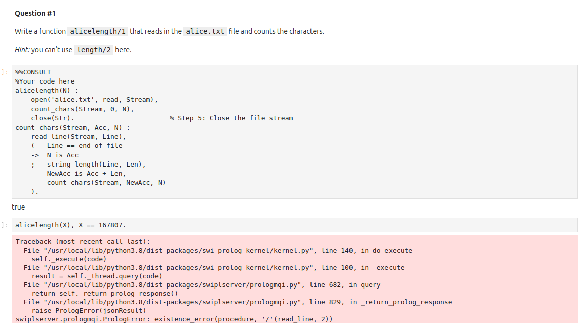Solved Why is "`alicelength/1` ﻿that reads in the | Chegg.com