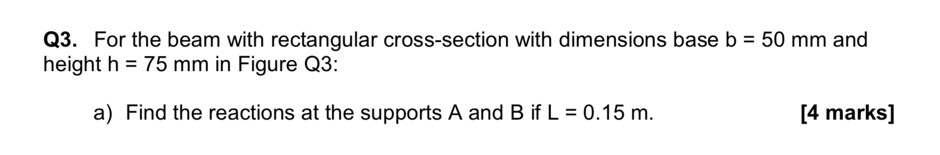 Solved Q3. For the beam with rectangular cross-section with | Chegg.com
