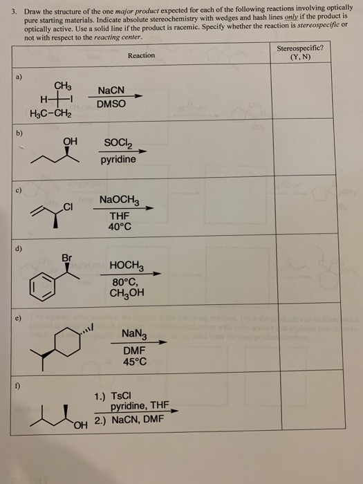 Solved 3 Draw The Structure Of The One Major Product