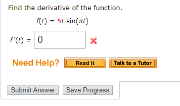 Solved Find the derivative of the function. f(t) = 5t | Chegg.com