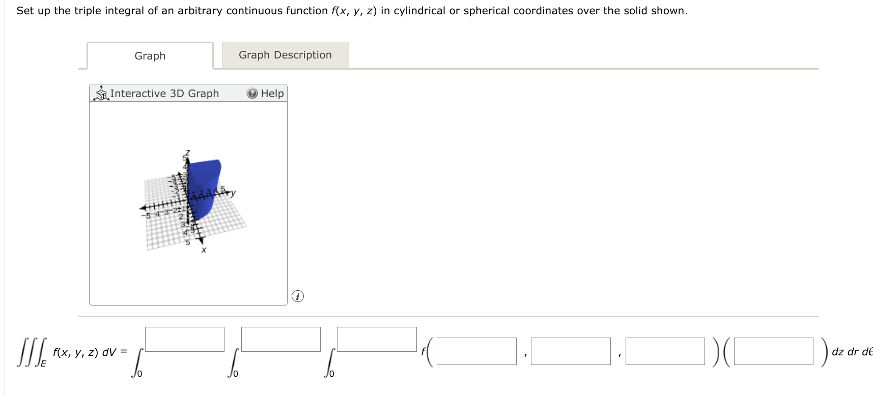 Solved Set up the triple integral of an arbitrary continuous | Chegg.com