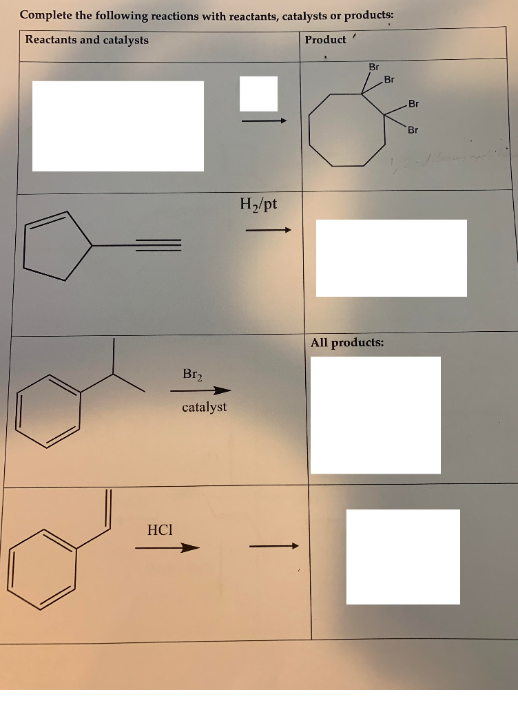 Solved Complete the following reactions with reactants, | Chegg.com