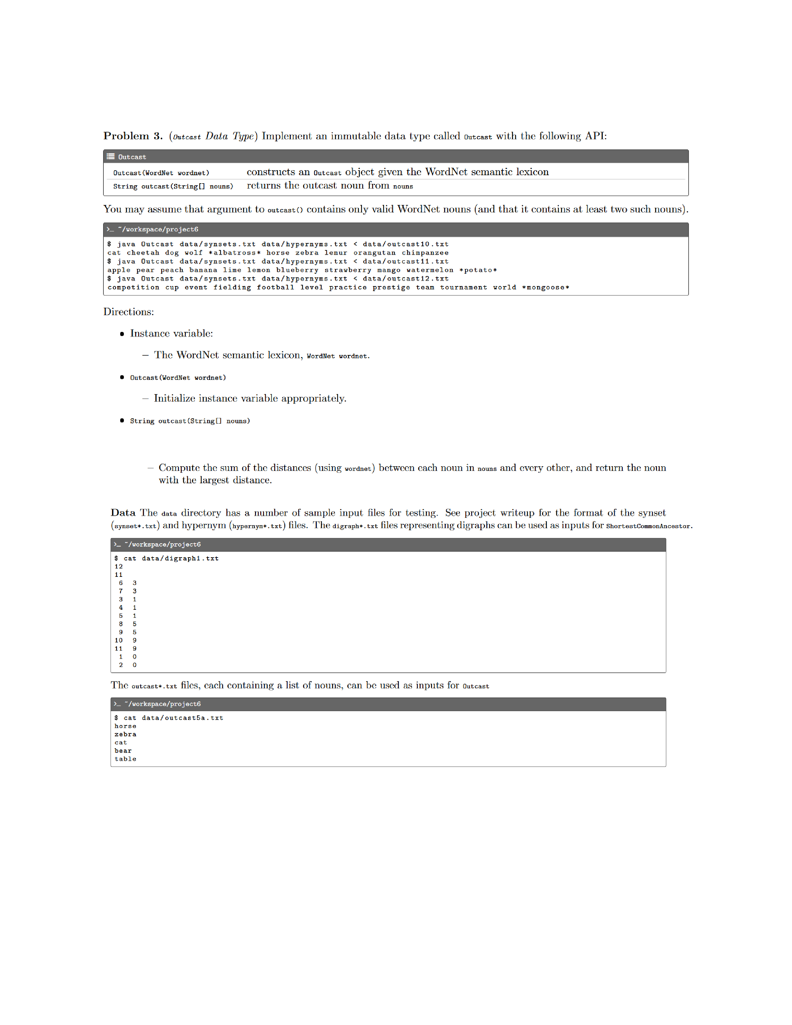 Solved Directions: - Instance variable: - The WordNet | Chegg.com