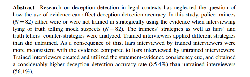 Solved Abstract Research on deception detection in legal | Chegg.com