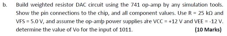 Solved b. Build weighted resistor DAC circuit using the 741 | Chegg.com