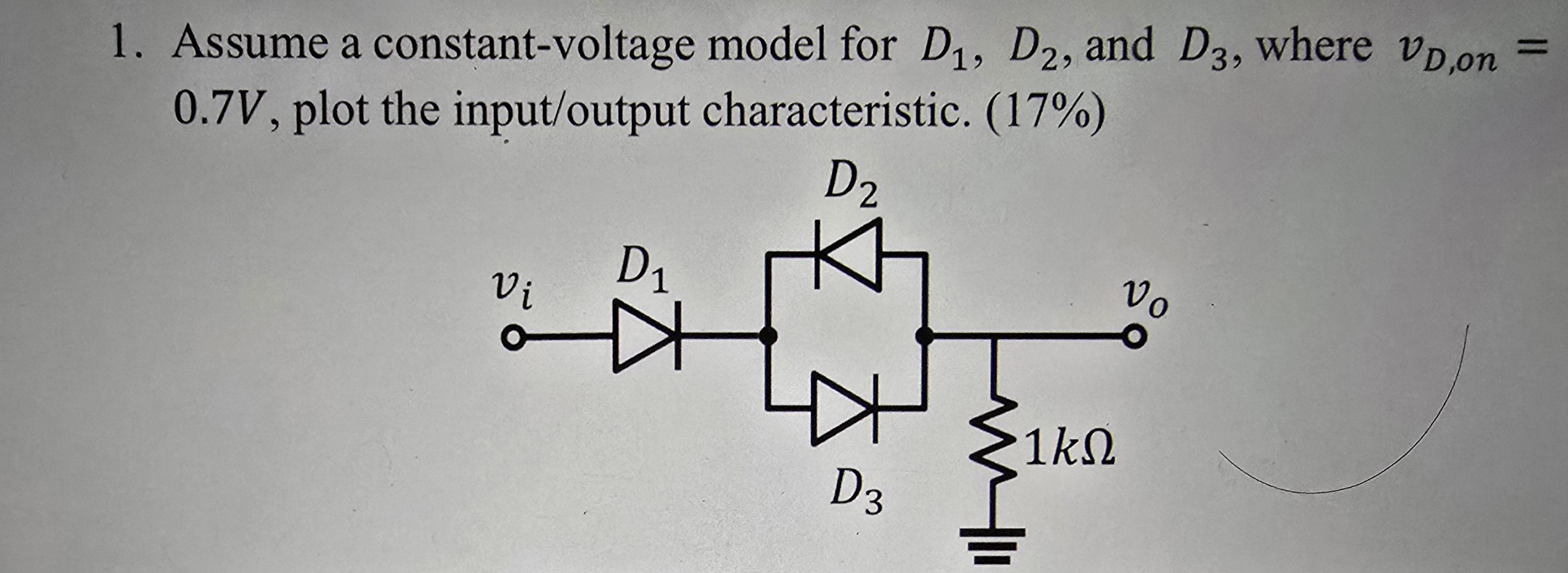 Solved Assume a constant-voltage model for D1,D2, ﻿and D3, | Chegg.com