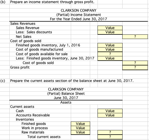 Partial Income Statement For Manufacturing Company