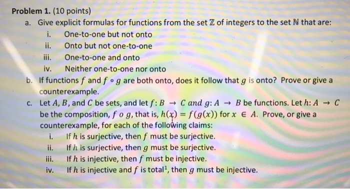 Solved Problem 1. (10 points) a. Give explicit formulas for | Chegg.com