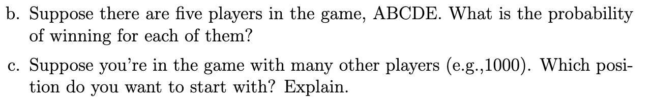 Four players (ABCD) line up and we number their | Chegg.com
