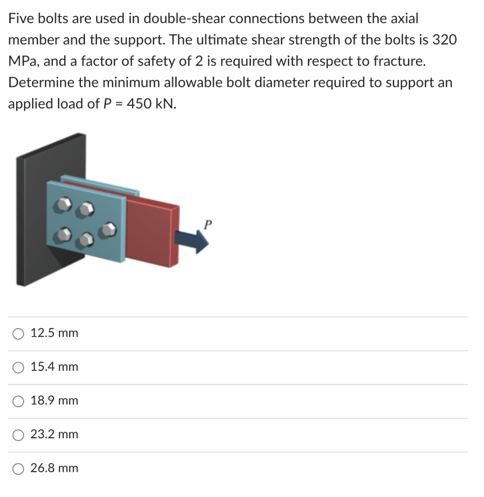 Solved Five bolts are used in double-shear connections | Chegg.com