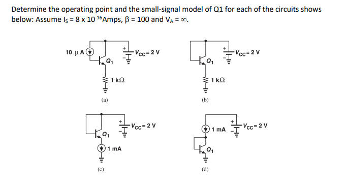 Solved Determine the operating point and the small-signal | Chegg.com