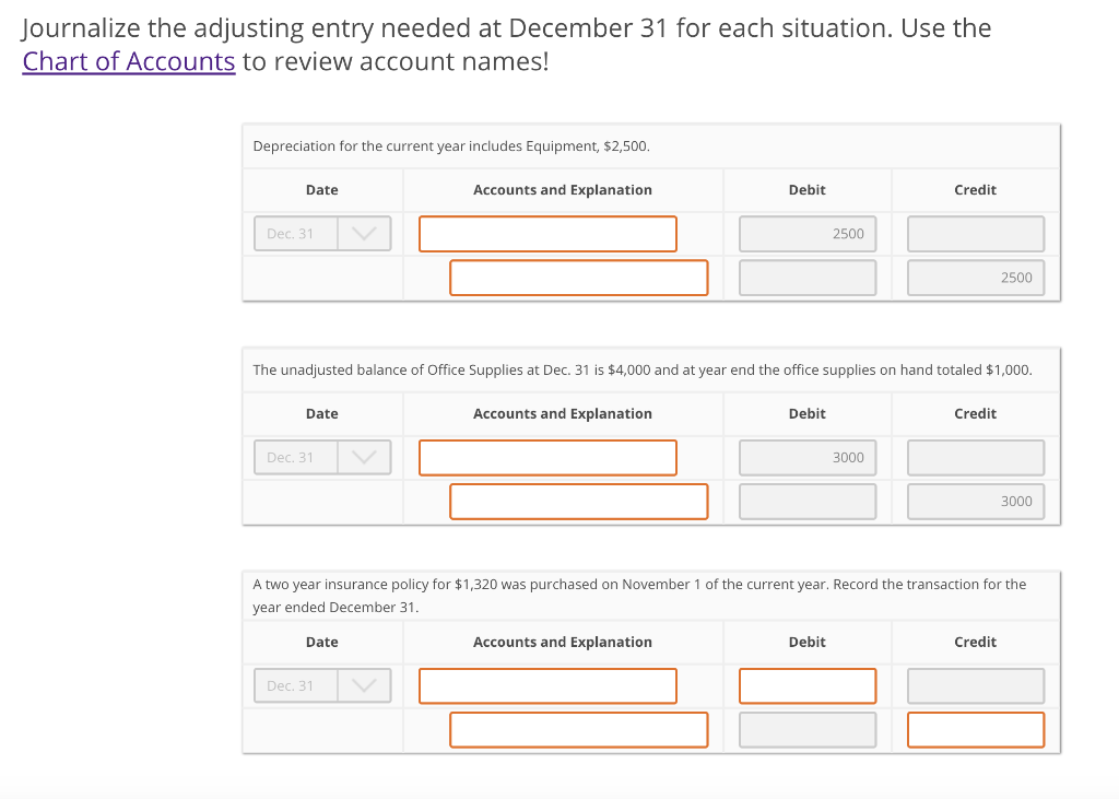 Solved Journalize the adjusting entry needed at December 31 | Chegg.com