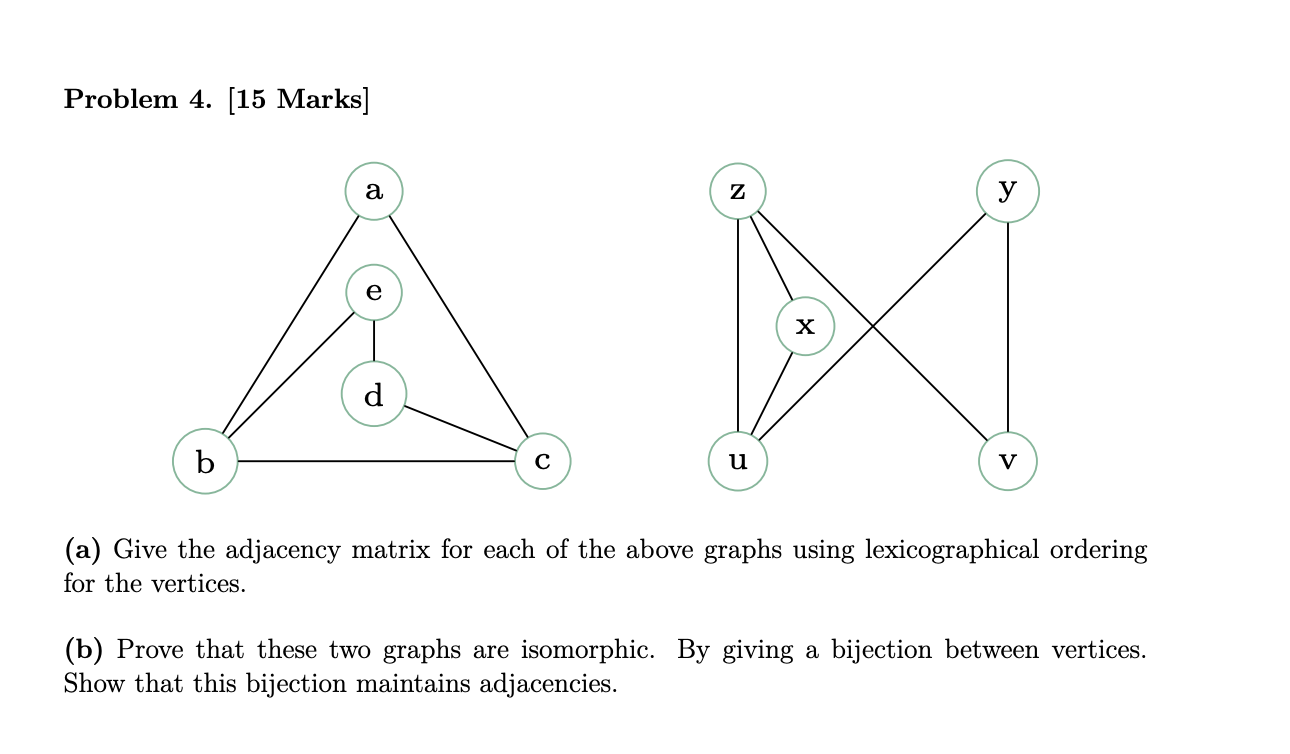 Solved Problem 4. [15 Marks] a b c d e x z u y v (a) | Chegg.com